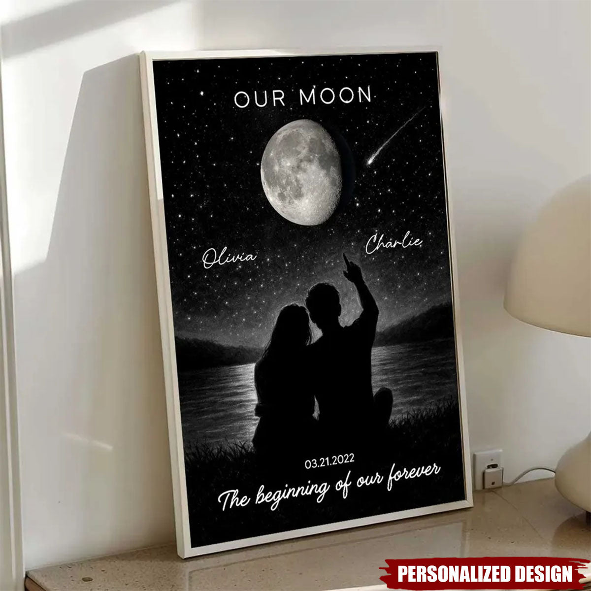 Night Sky Couple Moon Phase-Personalized Couple Poster-Valentine's Day ...