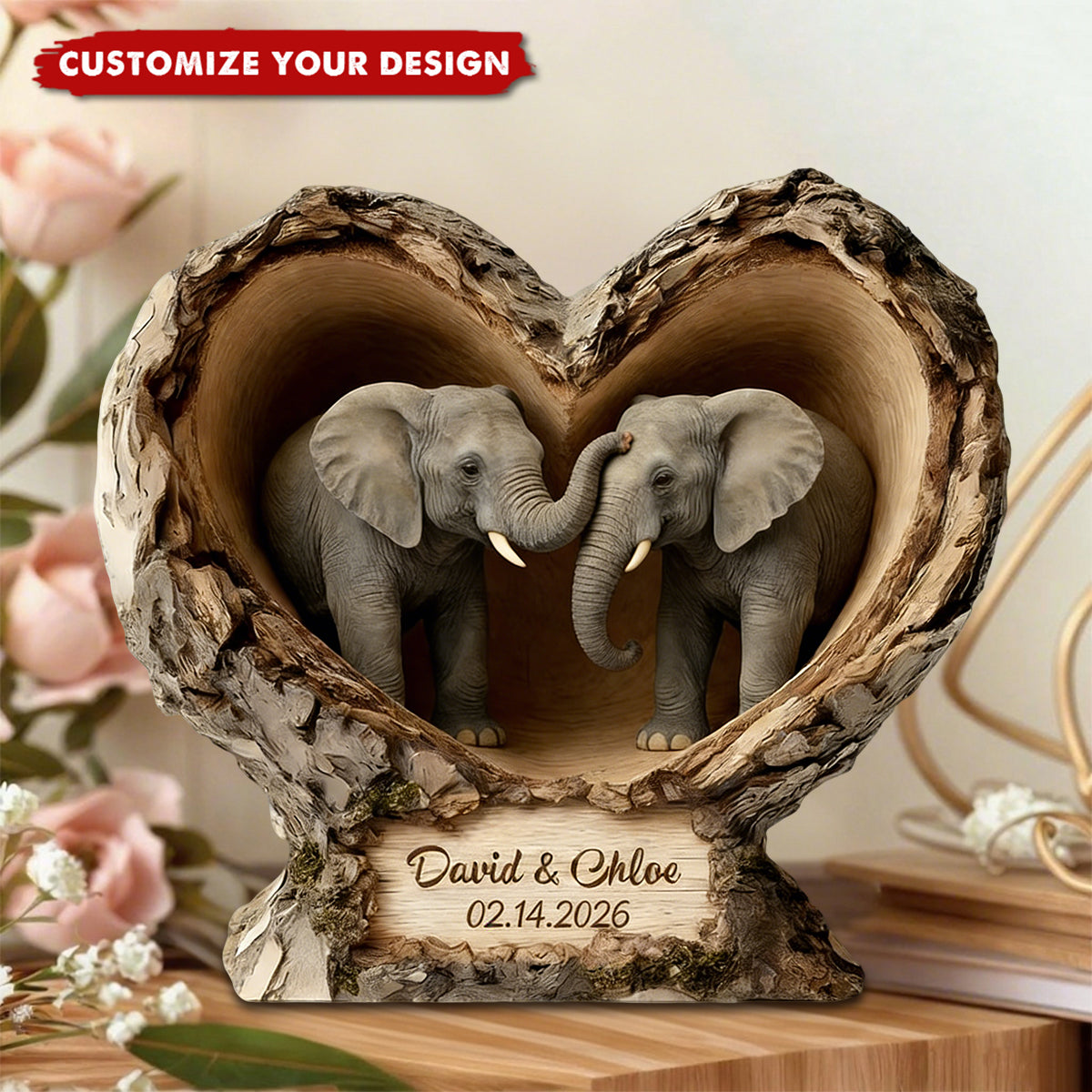Personalized Elephant Couple Custom Shaped Acrylic Plaque - Anniversar ...